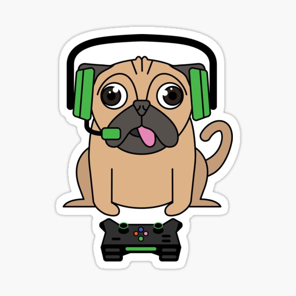 "Dog Pug Gamer" Sticker for Sale by StudioUnrefined | Redbubble