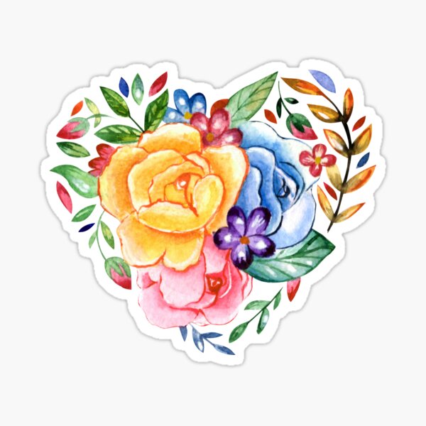 "floral heart" Sticker for Sale by Pennycoolcat | Redbubble