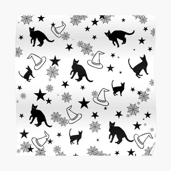 "Black Cats, Witches pattern. Hocus Pocus" Poster for Sale by ...