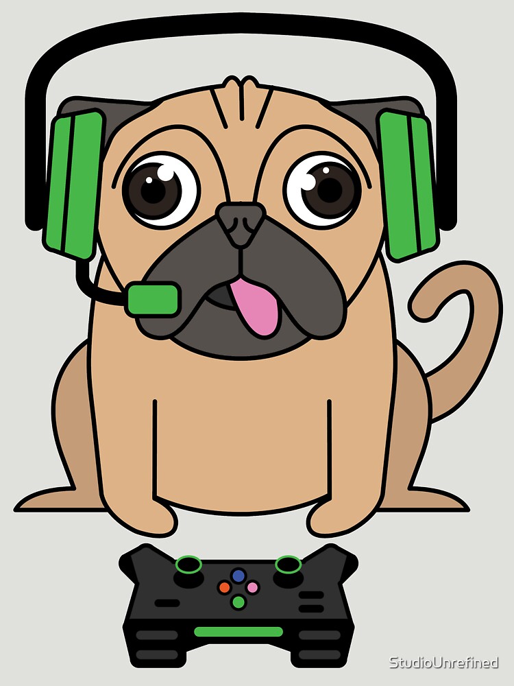 "Dog Pug Gamer" T-shirt for Sale by StudioUnrefined | Redbubble | pug t ...