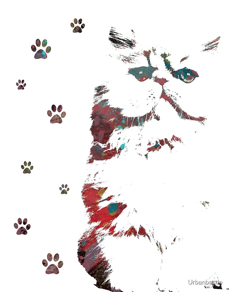 "Cute cat paw prints watercolor painting" by Urbanbestie | Redbubble