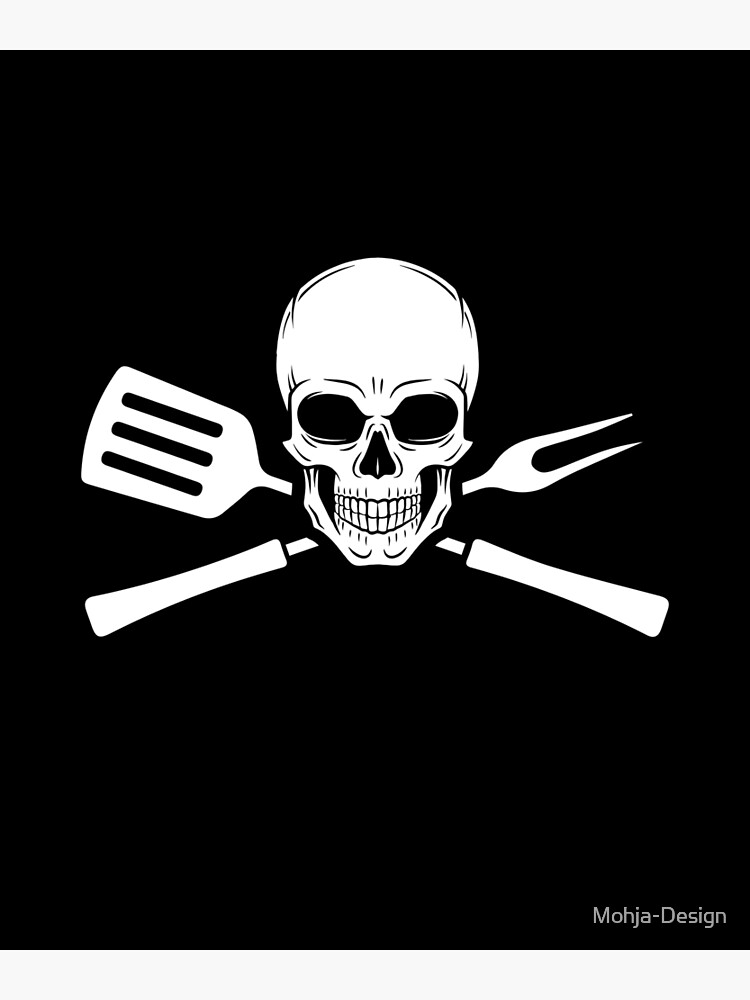 "Barbecue - skull with grill cutlery" Art Print for Sale by Mohja ...