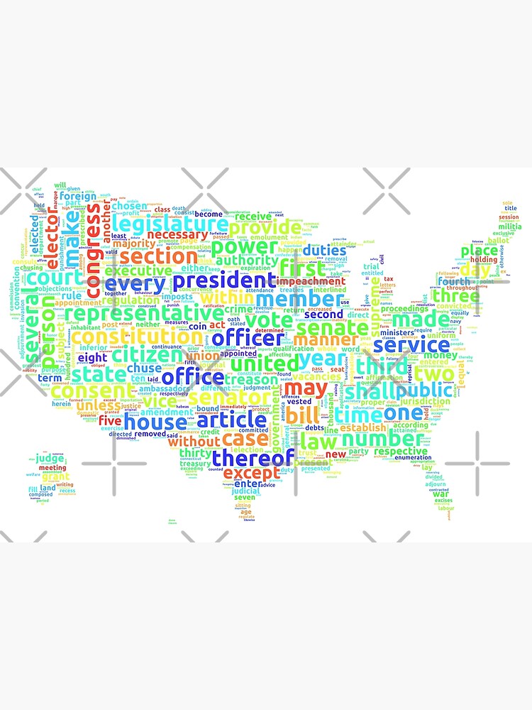 "US Constitution Word Cloud Map on White Background" Poster for Sale by ...