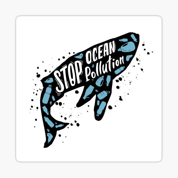"Stop Ocean Pollution Whale Illustration" Sticker for Sale by kate ...