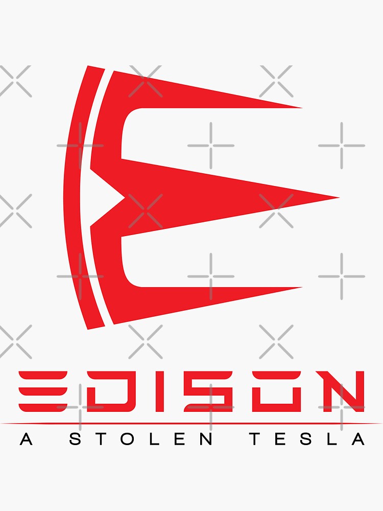 "Edison, a stolen Tesla - red" Sticker by NVDesigns | Redbubble