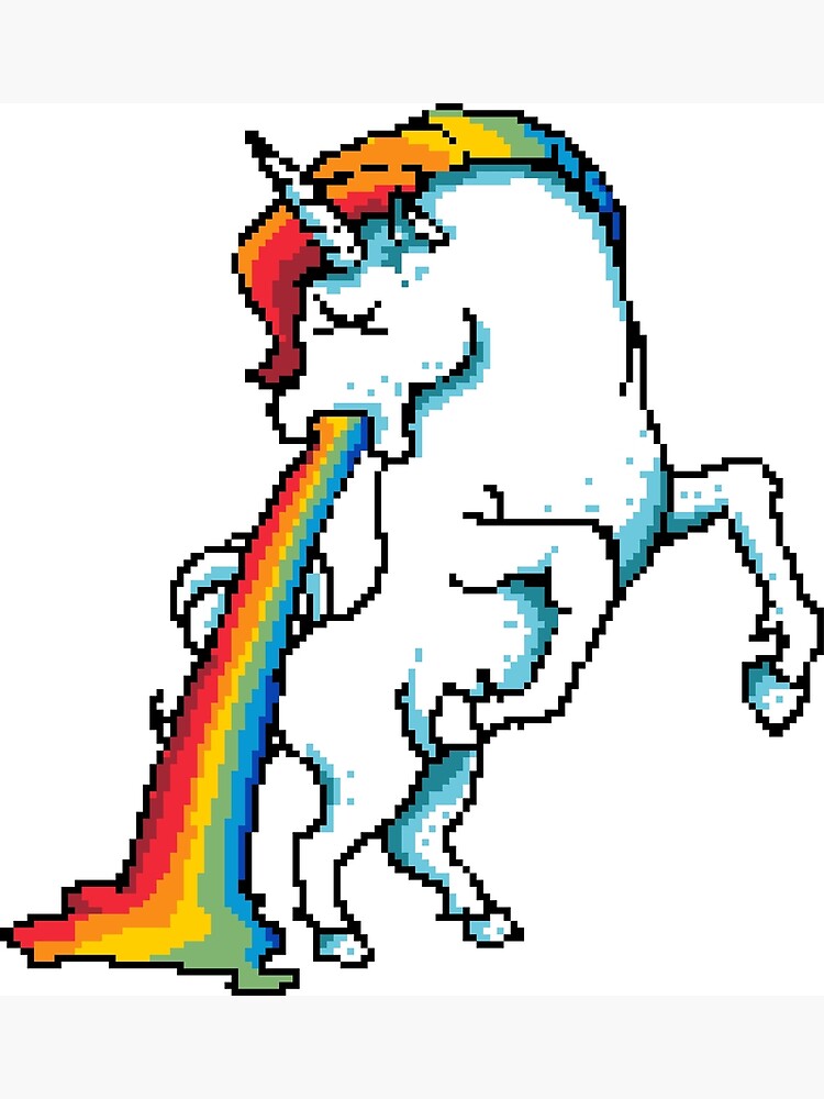 "Unicorn, Puke, Rainbow, Funny, Pixel Art, Retro, Old School" Poster by ...