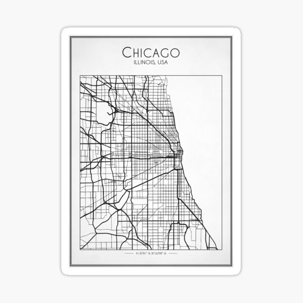 "Chicago City Street Map" Sticker for Sale by innasoyturk | Redbubble