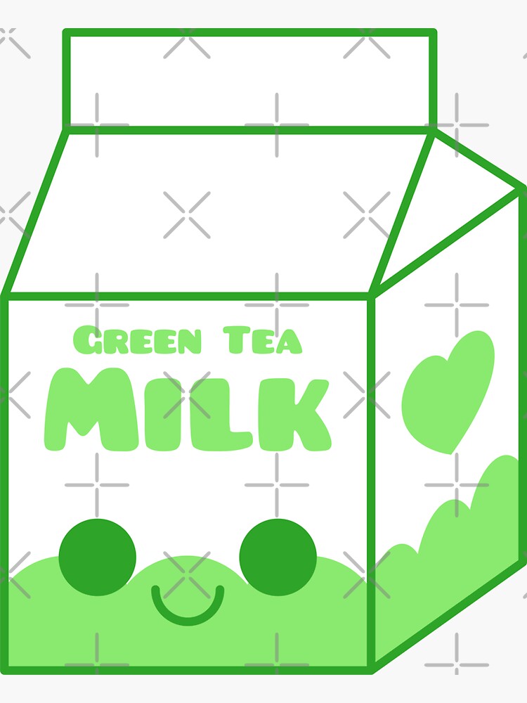 "kawaii green tea milk carton" Sticker for Sale by kittybox | Redbubble