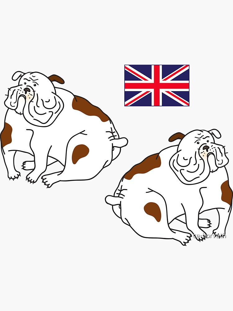 "Silly bulldog and Union Jack" Sticker for Sale by ce-horvath | Redbubble