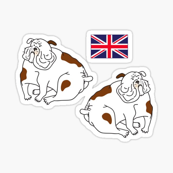 "Silly bulldog and Union Jack" Sticker for Sale by ce-horvath | Redbubble