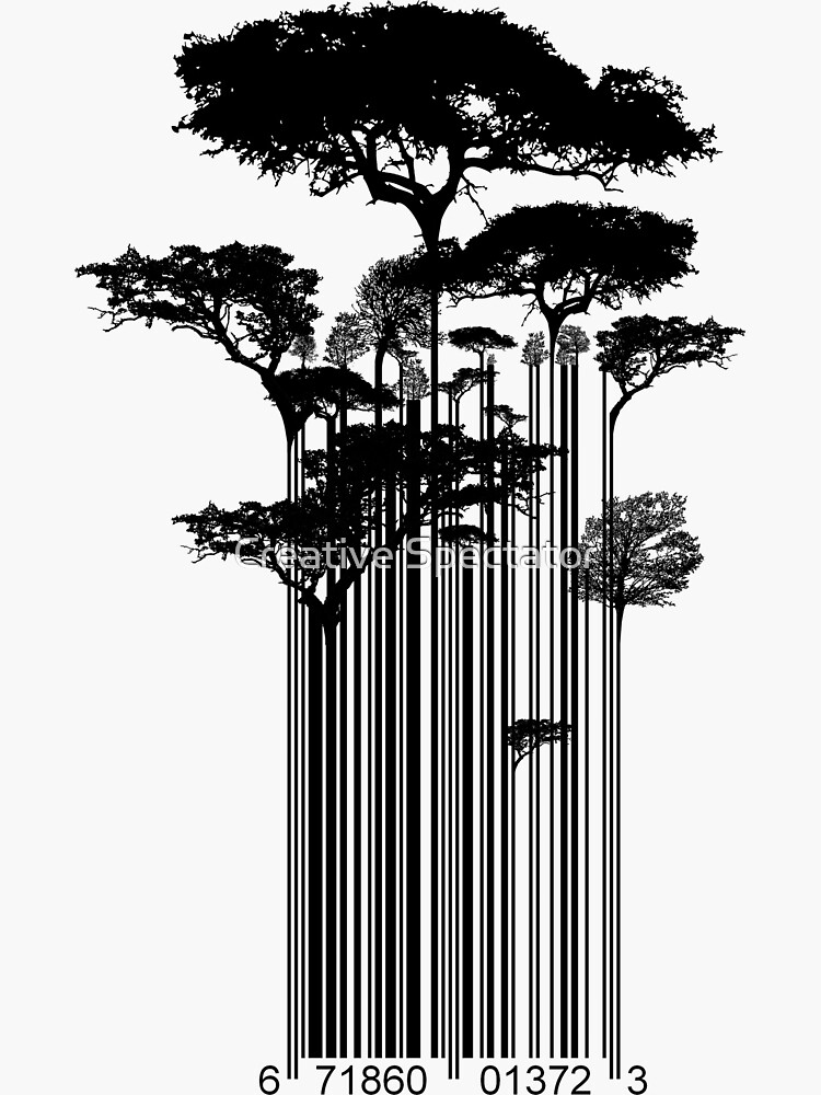 "Barcode Trees Banksy style Street Art" Sticker for Sale by Creative ...