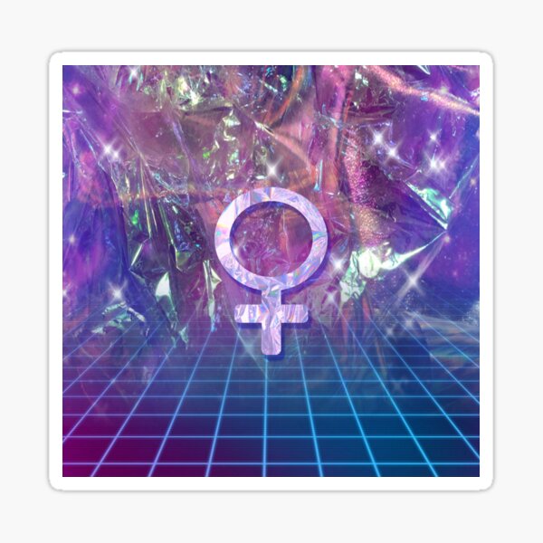 "Retro Holographic Vaporwave Grid Design with Venus Symbol" Sticker by ...