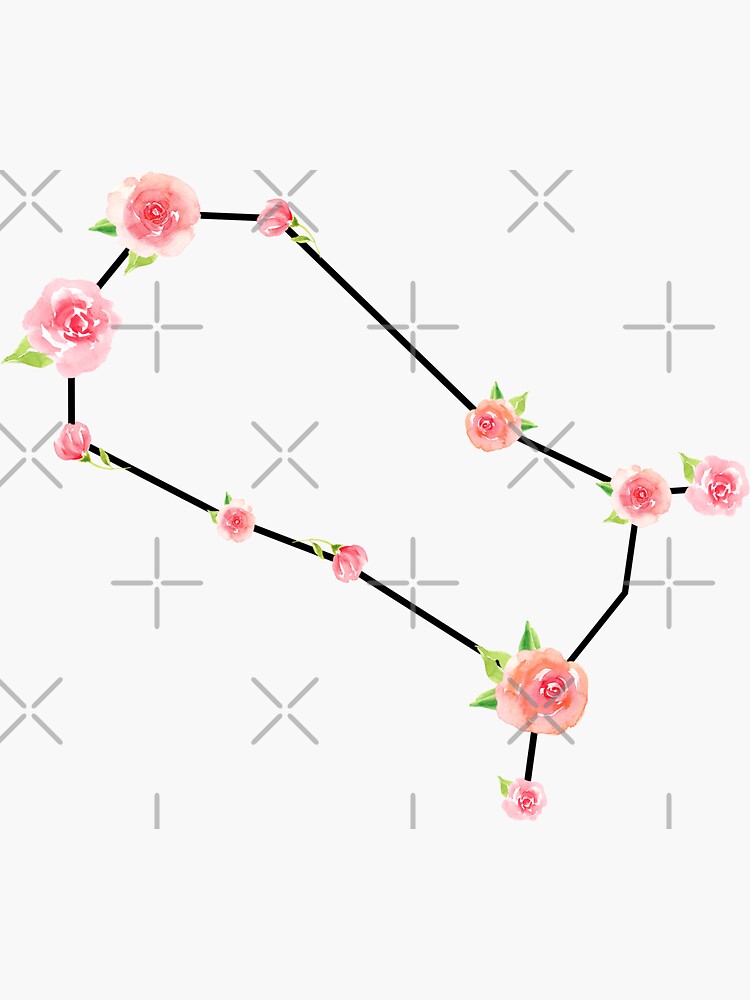 "Gemini Zodiac Pink Roses Constellation Sign" Sticker by ApricotBlossom ...