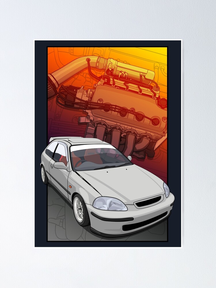 "Civic EK / EJ with a D16 backdrop " Poster for Sale by ArtyMotive ...