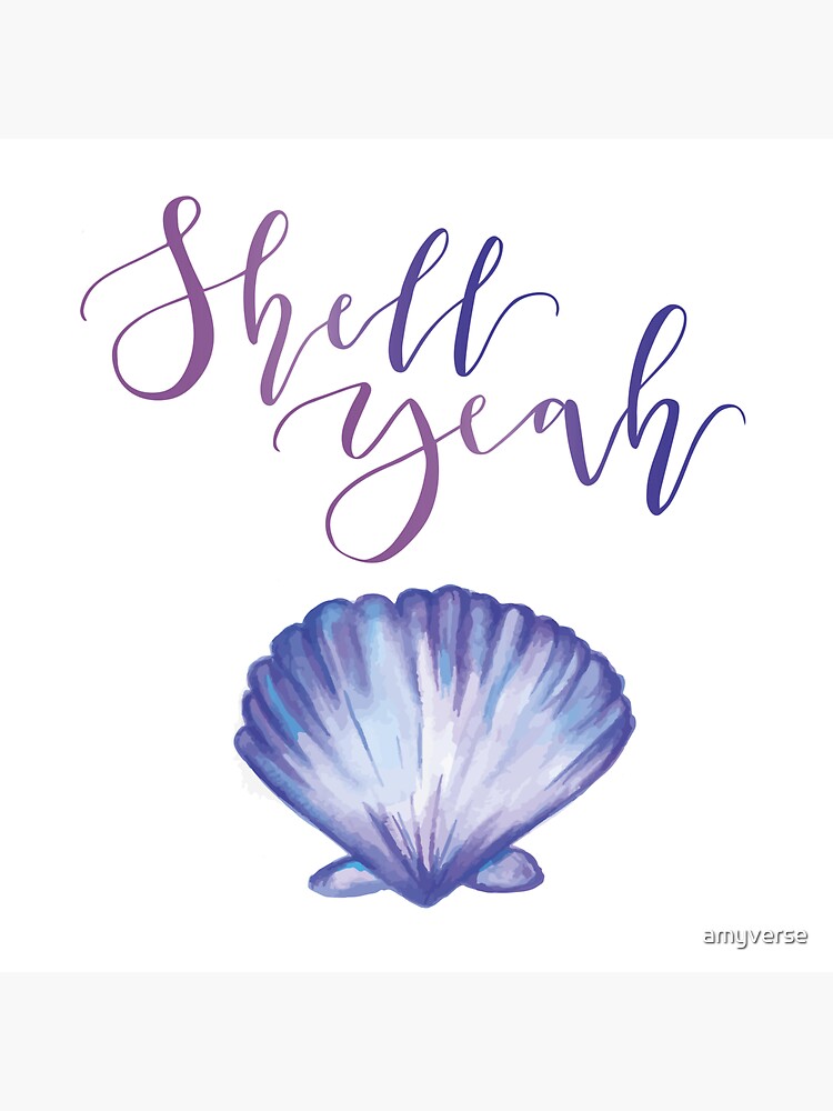 "Shell yeah - purple mermaid shell print " Sticker for Sale by amyverse ...