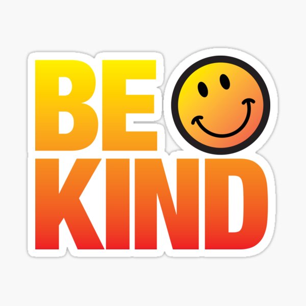 "Be Kind Smiley Face White Print" Sticker for Sale by Jamie Cross ...