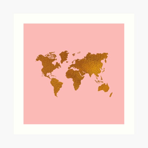 "Luxury Girly World Map Outline" Art Print for Sale by the-college-gal ...