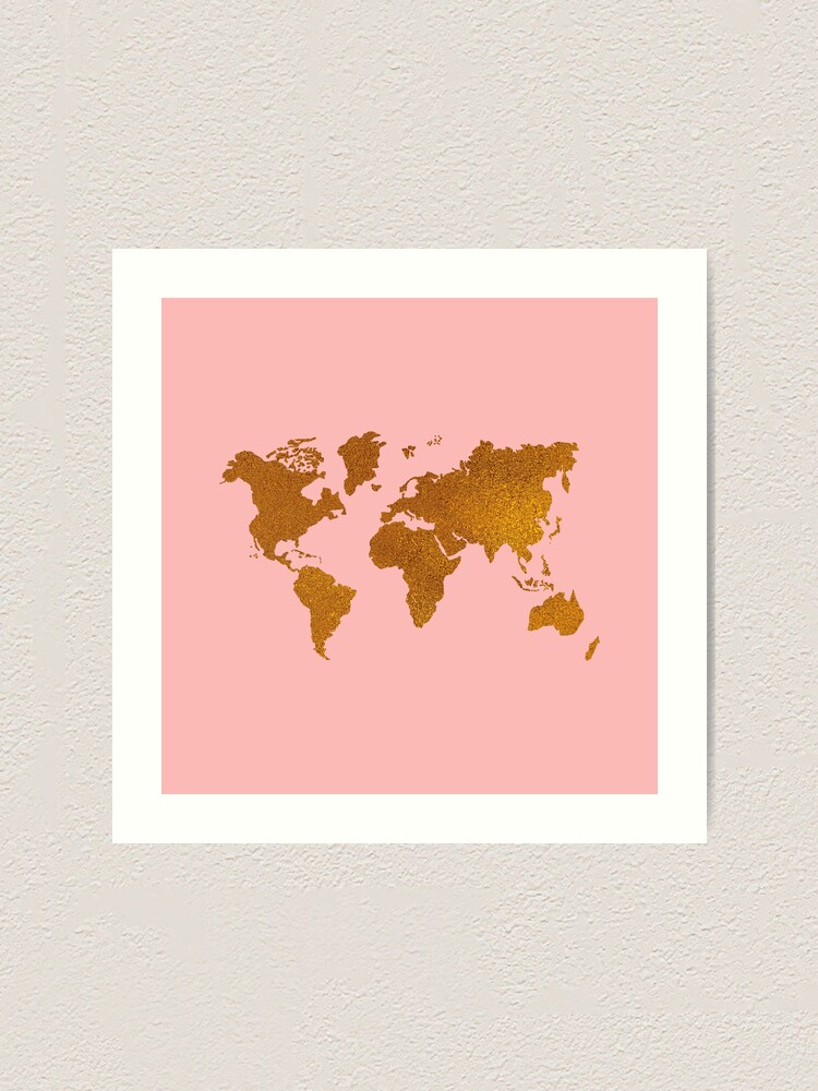 "Luxury Girly World Map Outline" Art Print for Sale by the-college-gal ...