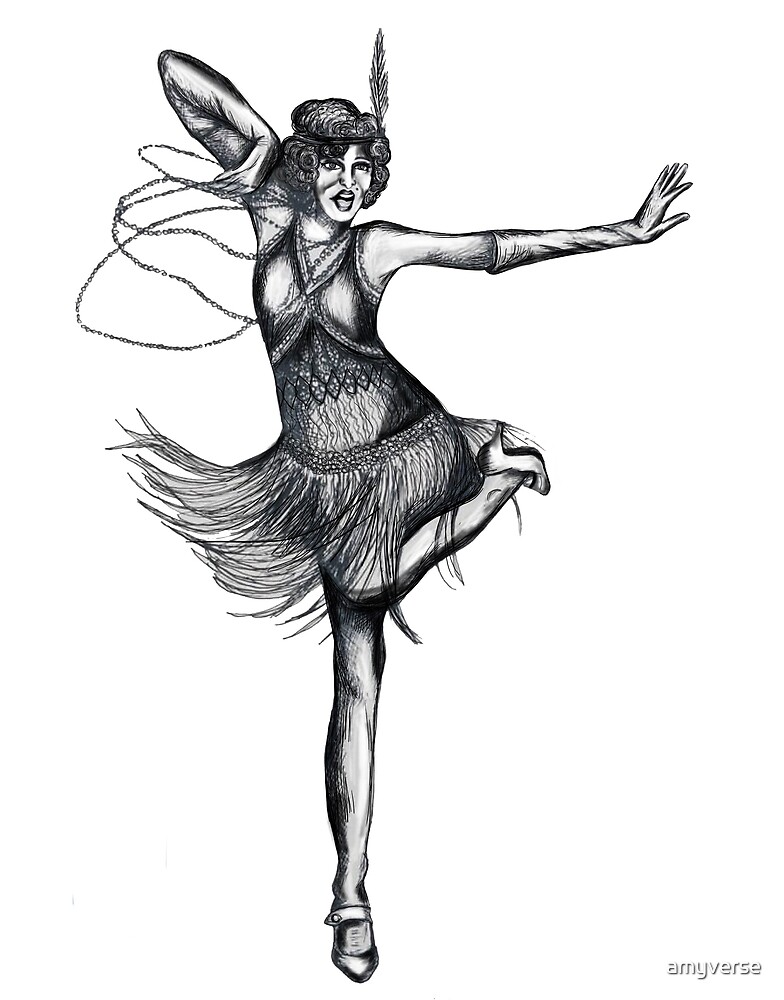 "Flapper girl illustration - Charleston dancer" by amyverse | Redbubble