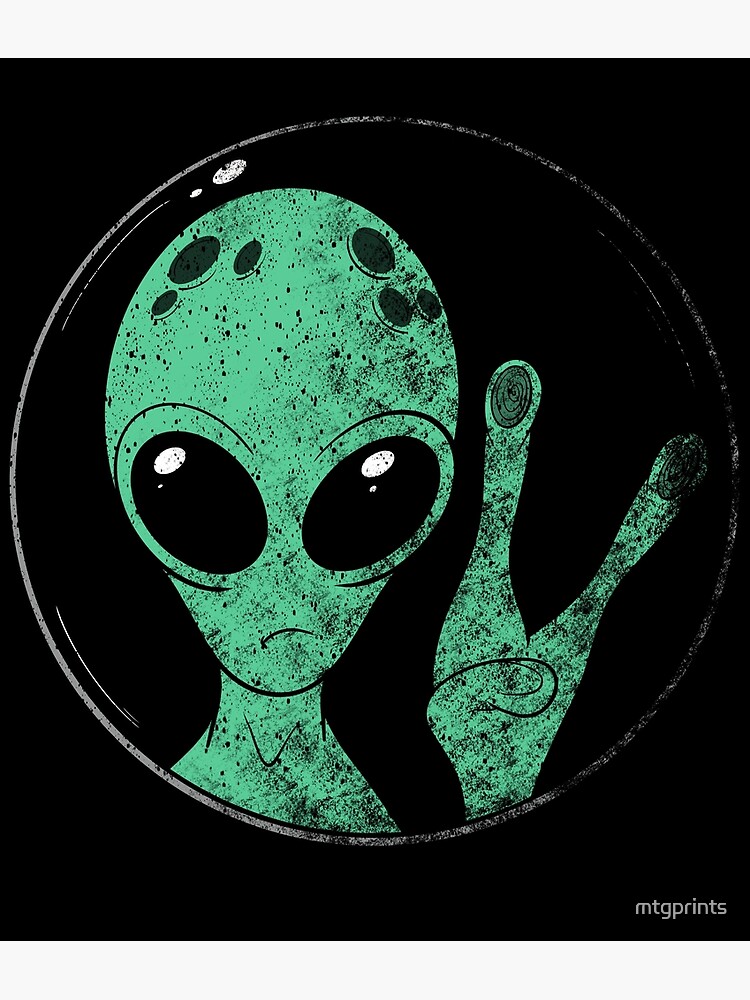 "Sad Alien, giving peace sign. Alien looking through window ...