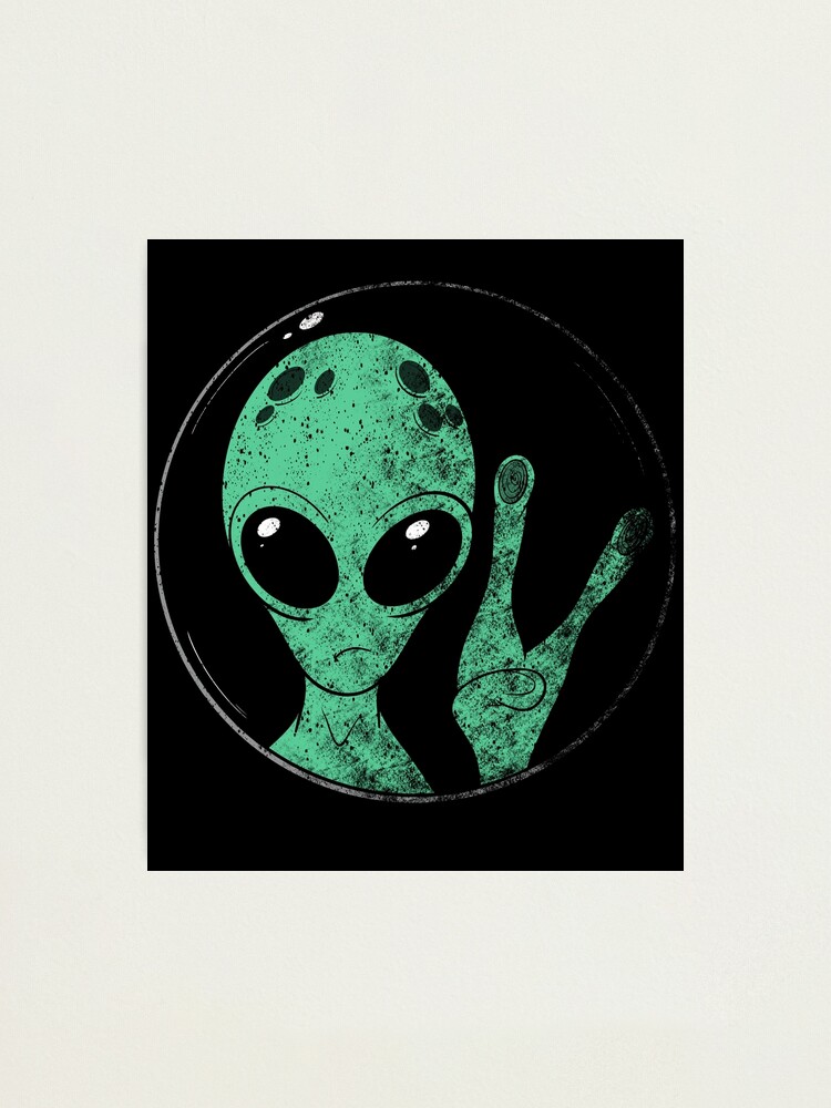 "Sad Alien, giving peace sign. Alien looking through window ...