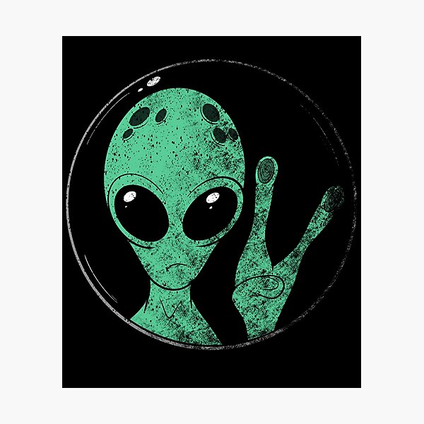 "Sad Alien, giving peace sign. Alien looking through window ...