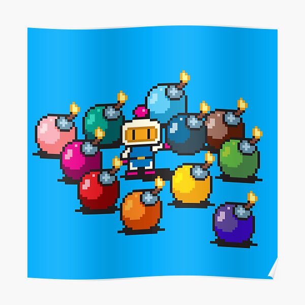 "Bomberman Rainbow Bomb Set pixel art by PXLFLX" Poster by PXLFLX ...