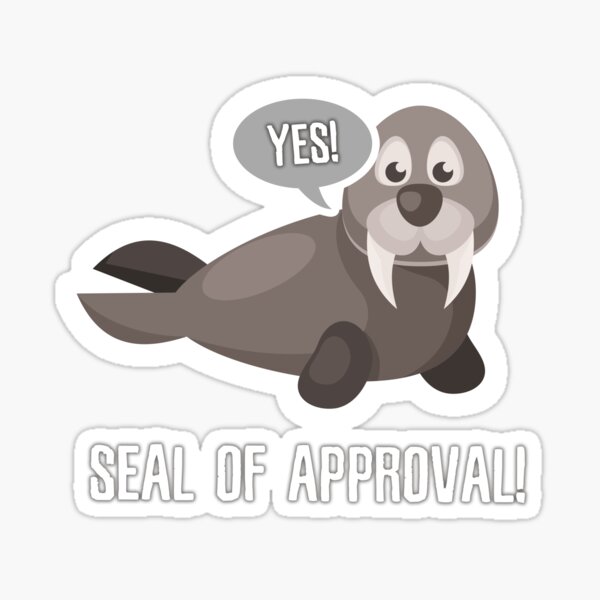 "Seal of approval funny walrus pun design" Sticker by Kam-designs ...