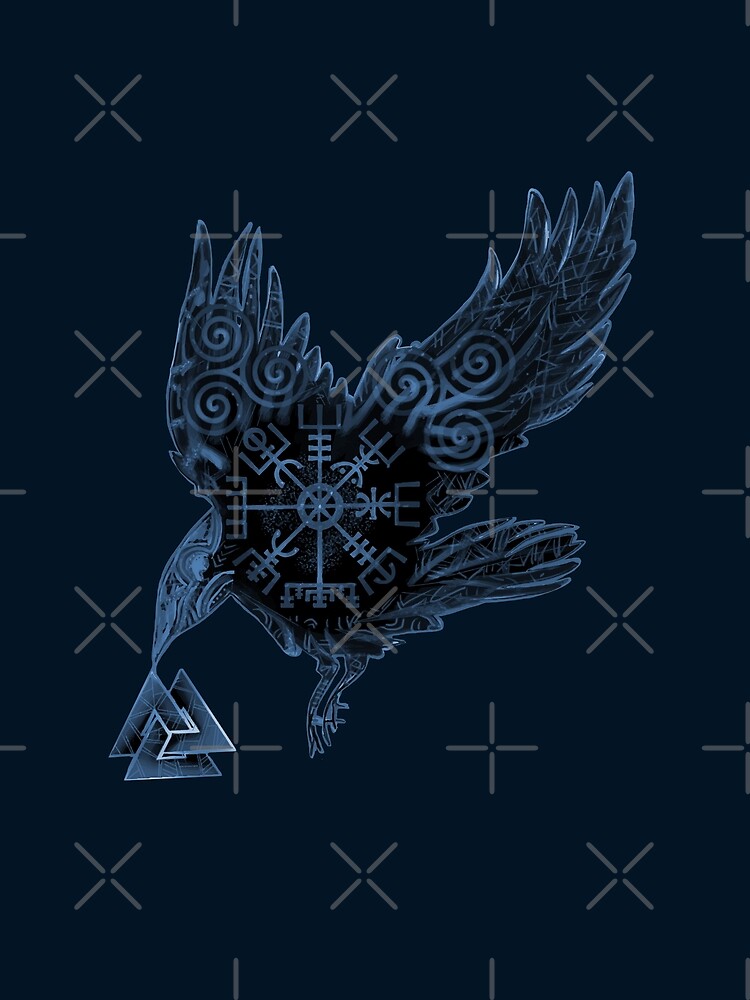 "Raven Rune Magic Symbols - Blue" T-shirt by Desha001 | Redbubble