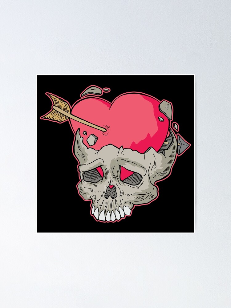 Heart Valentine Love Skull Poster By Thesimpleman Redbubble