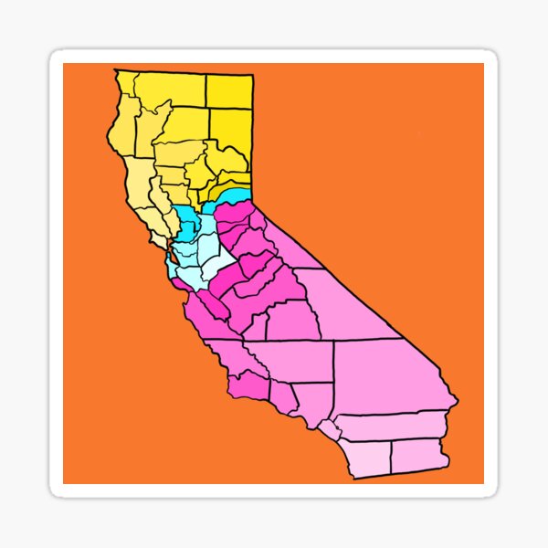 "Map of California " Sticker for Sale by SturgesC | Redbubble
