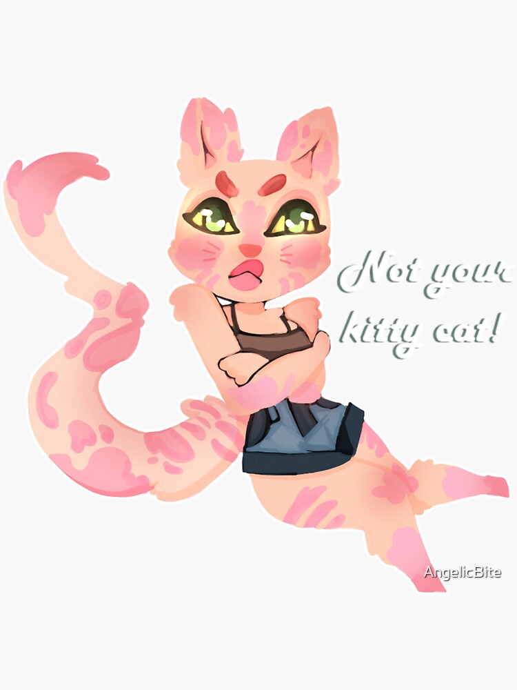 "Angry Kitty Girl Artwork" Sticker for Sale by AngelicBite | Redbubble