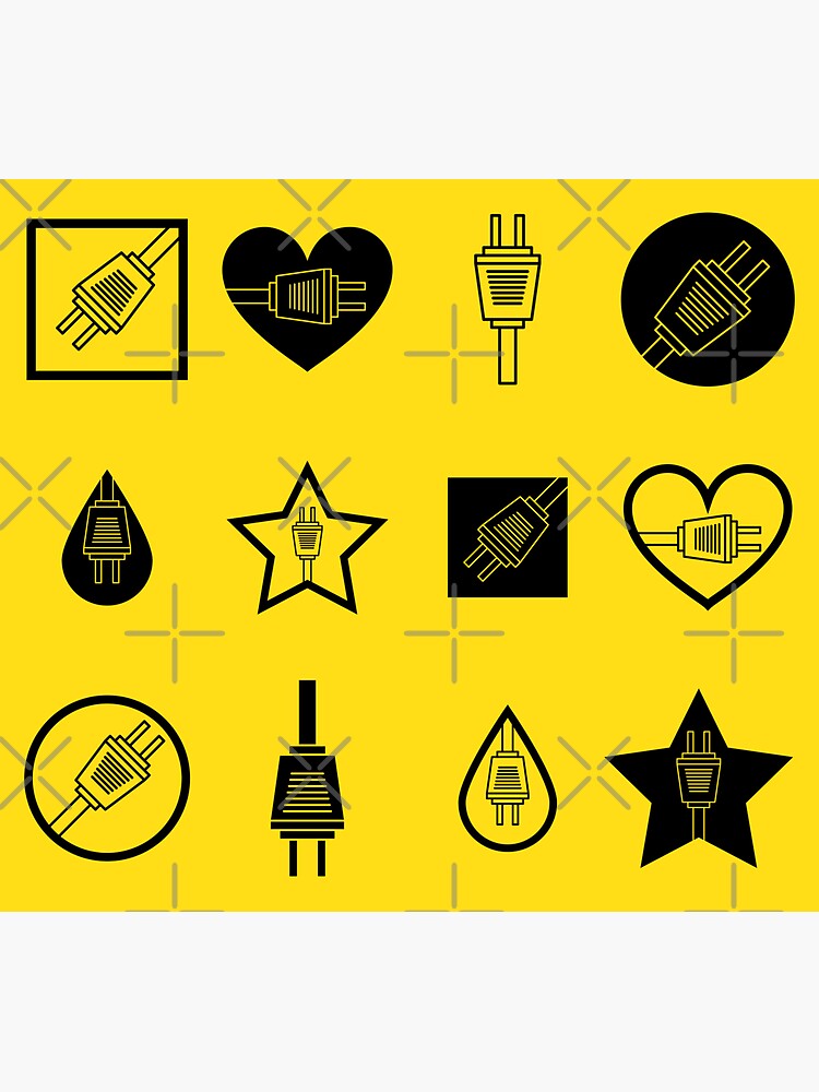 "Plug Shape Icon Pattern YELLOW" Sticker for Sale by Zethinova | Redbubble