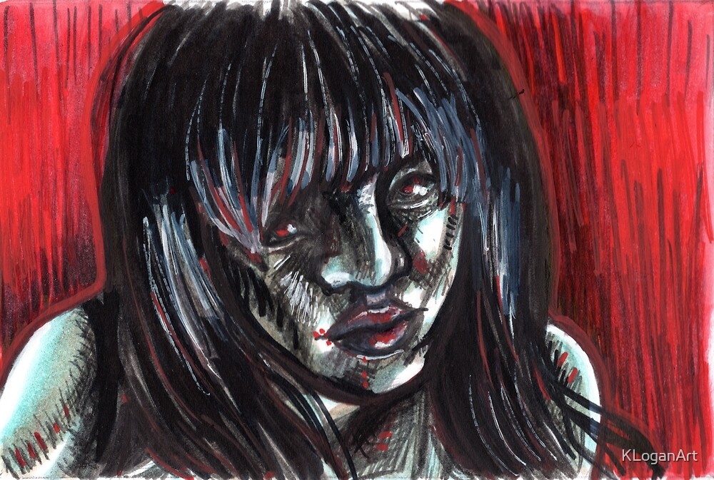 "Zombie Girl Horror Marker & Watercolor Ink Illustration " by KLoganArt ...