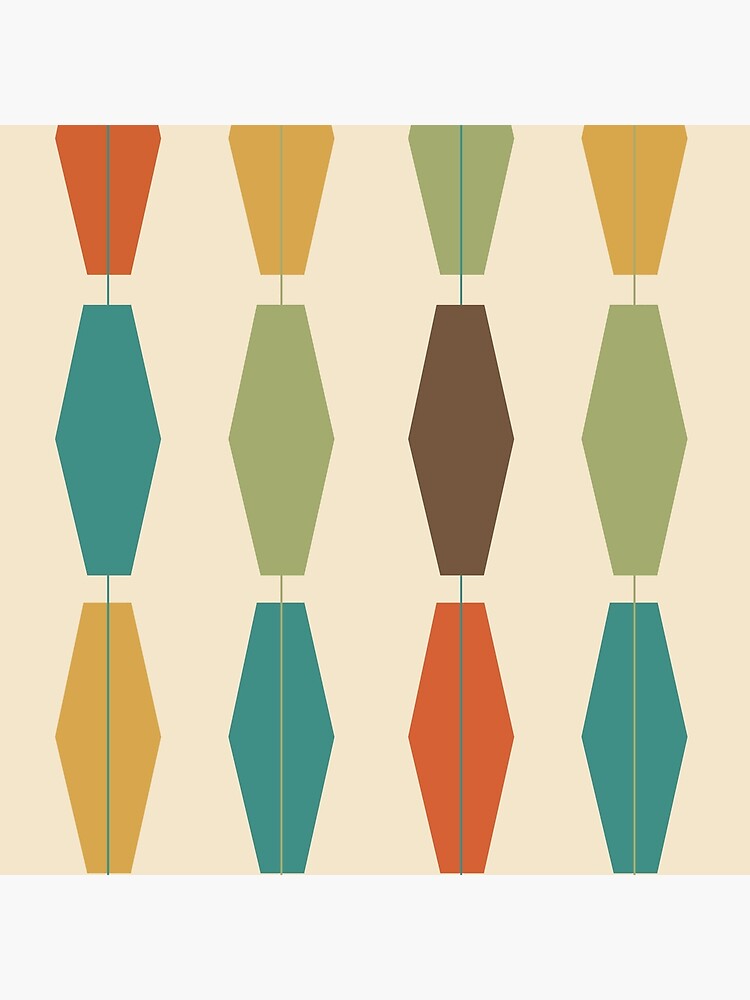 "Mid Century Retro Multi Color Mod Shape Design by Bobby West" Pillow ...