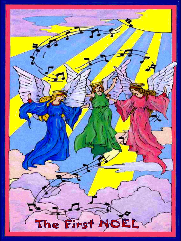 "CHRISTMAS : Carol The First Noel Angel Print" Sticker by posterbobs ...