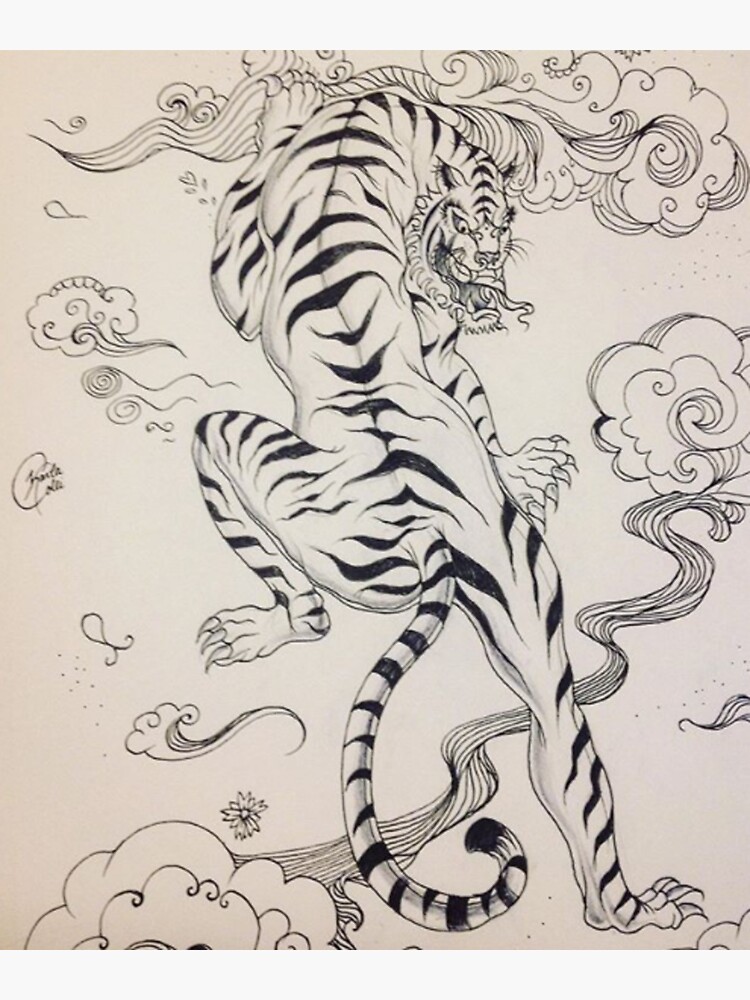 "Japan byakko tiger" Sticker by karlacolli | Redbubble