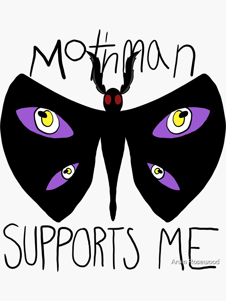 "Non-Binary Mothman" Sticker by ArumRosewood | Redbubble