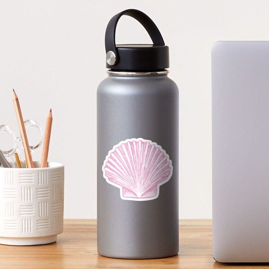 "Pink Sea Scallop Shell Sketch" Sticker by CandiceClair | Redbubble