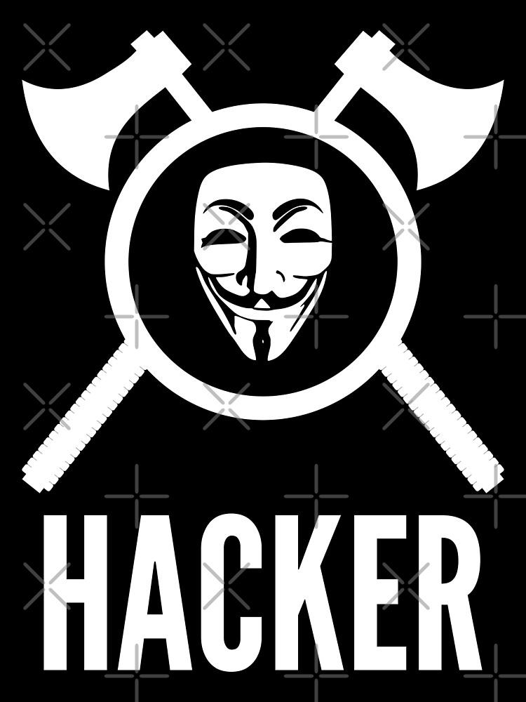 "Hacker with crossed axes, shield and Guy Fawkes mask" Art Print by ...
