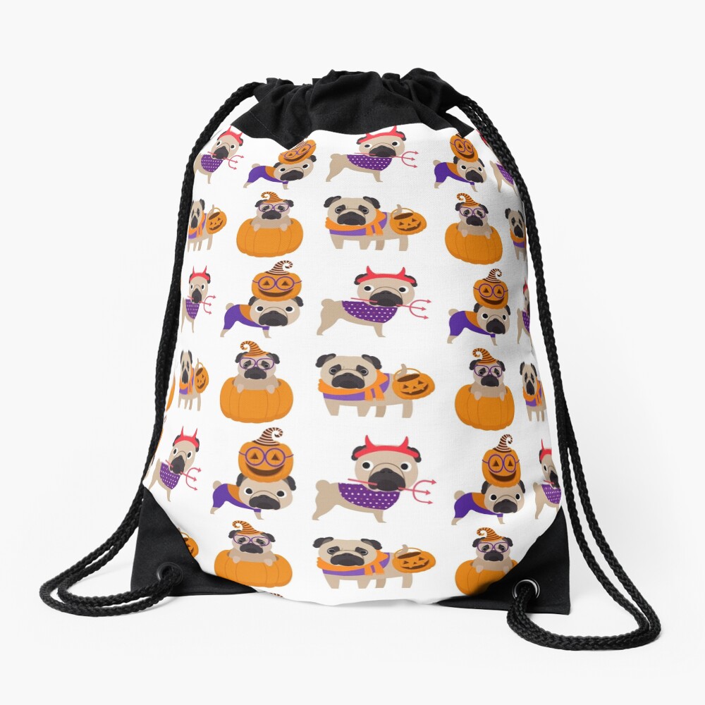 "Halloween Pugs" Drawstring Bag for Sale by pugmom4 | Redbubble