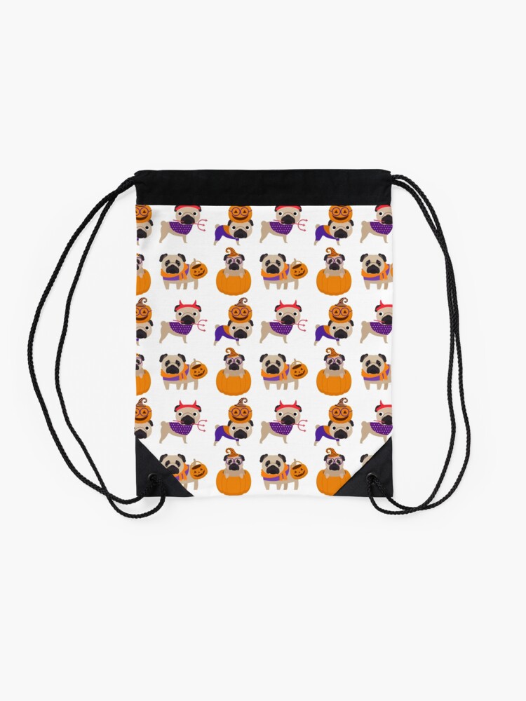 "Halloween Pugs" Drawstring Bag for Sale by pugmom4 | Redbubble