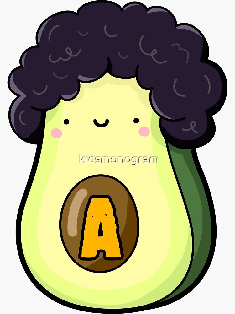 Pegatina «Alfabeto letra un lindo aguacate con afro» de kidsmonogram ...