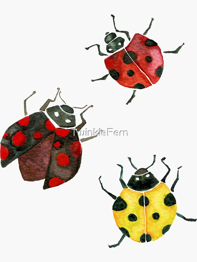 "Ladybirds| Red black yellow | Watercolour" Sticker for Sale by ...