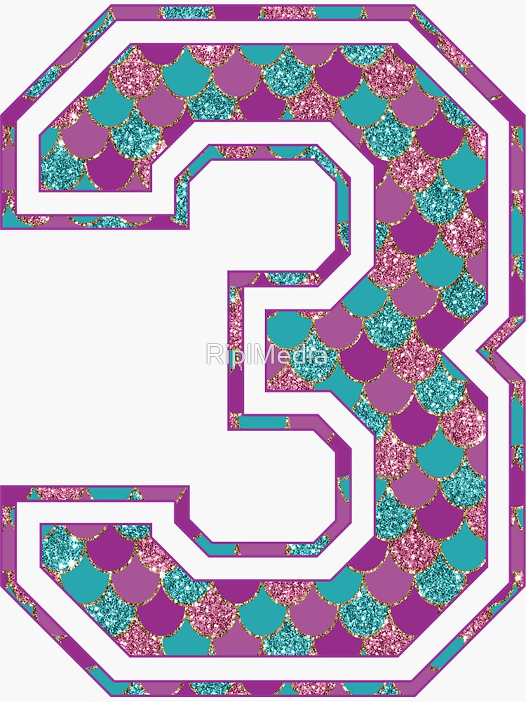 "Team Sports Uniform Number # 3 - Mermaid" Sticker for Sale by ...