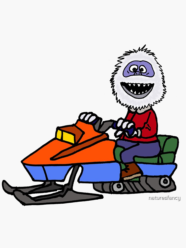 "Cute Abominable Snowman Riding Snowmobile" Sticker for Sale by ...