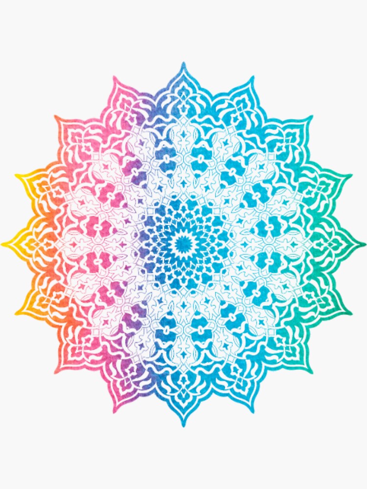 "Mandala Artistic Arabesque Rainbow TieDye Graphic Gifts" Sticker for ...
