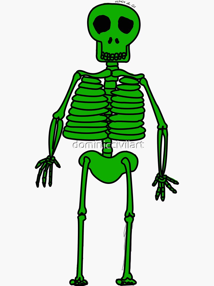 "Skeleton Green" Sticker by dominiccivilart | Redbubble