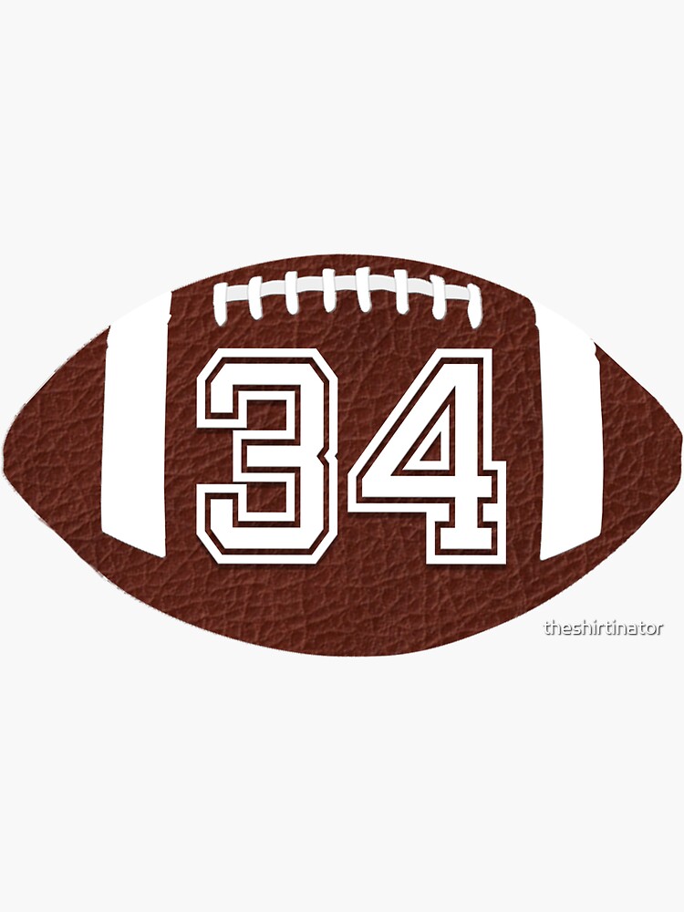 "American Football Jersey No 34 Uniform Back Number #34" Sticker by ...