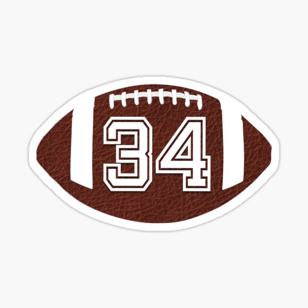 "American Football Jersey No 34 Uniform Back Number #34" Sticker by ...